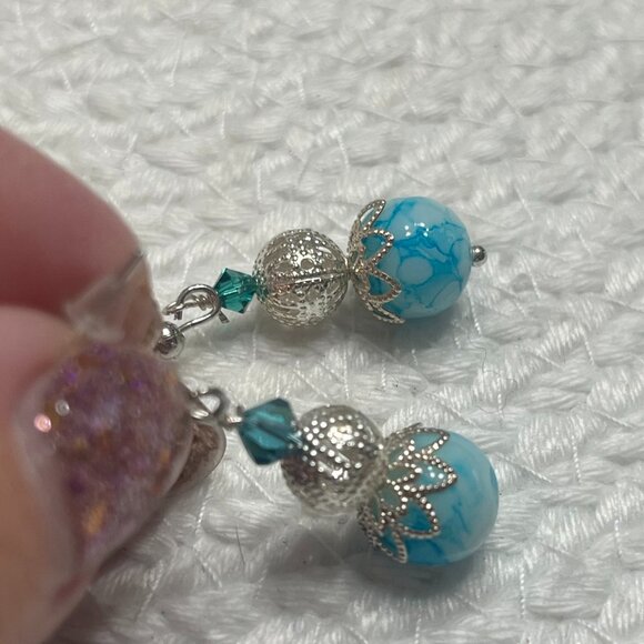 Handmade | Jewelry | Darling Cloud Blue Bead With A Silver Filigree ...